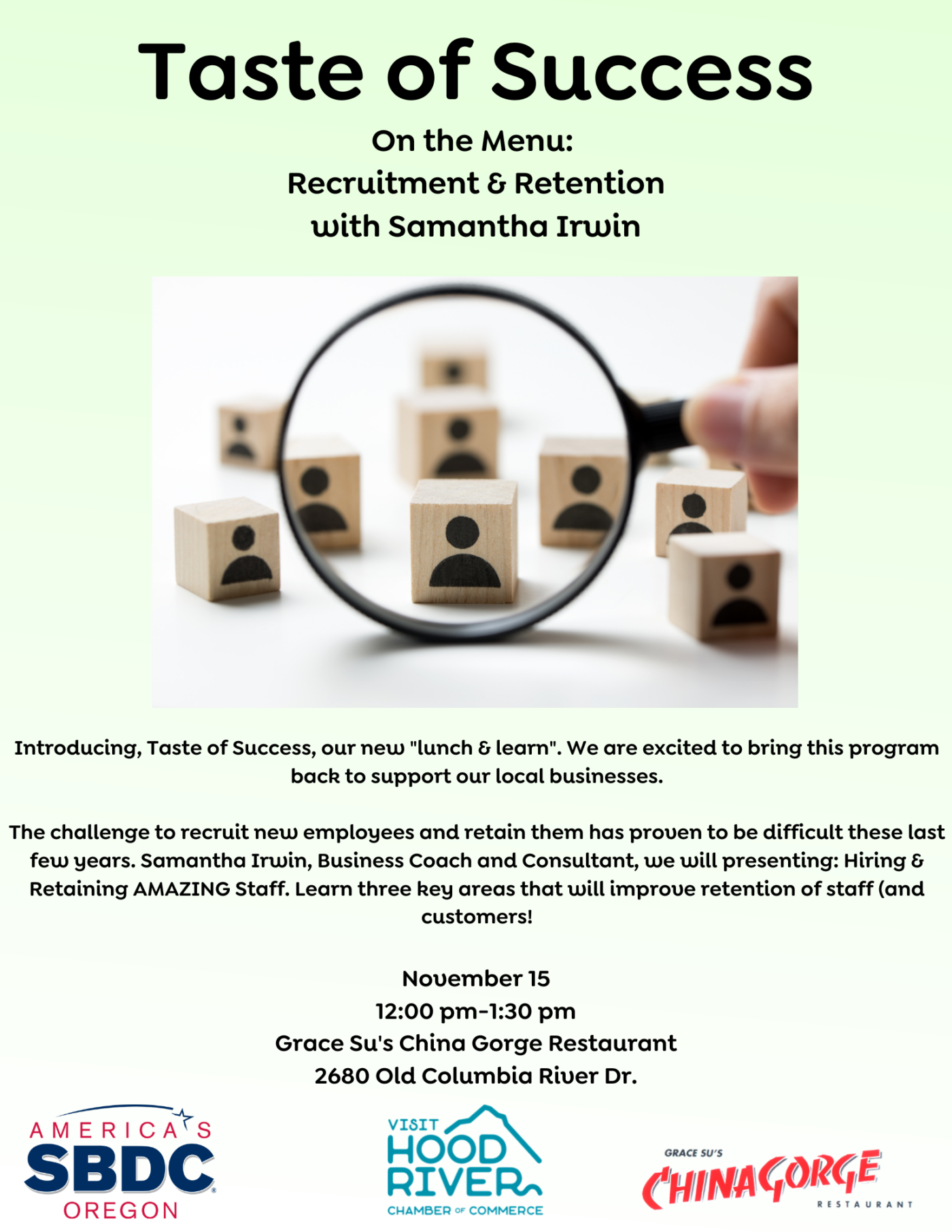 Taste of Success- Recruitment & Retention - 11/15/2022 - Visit Hood River